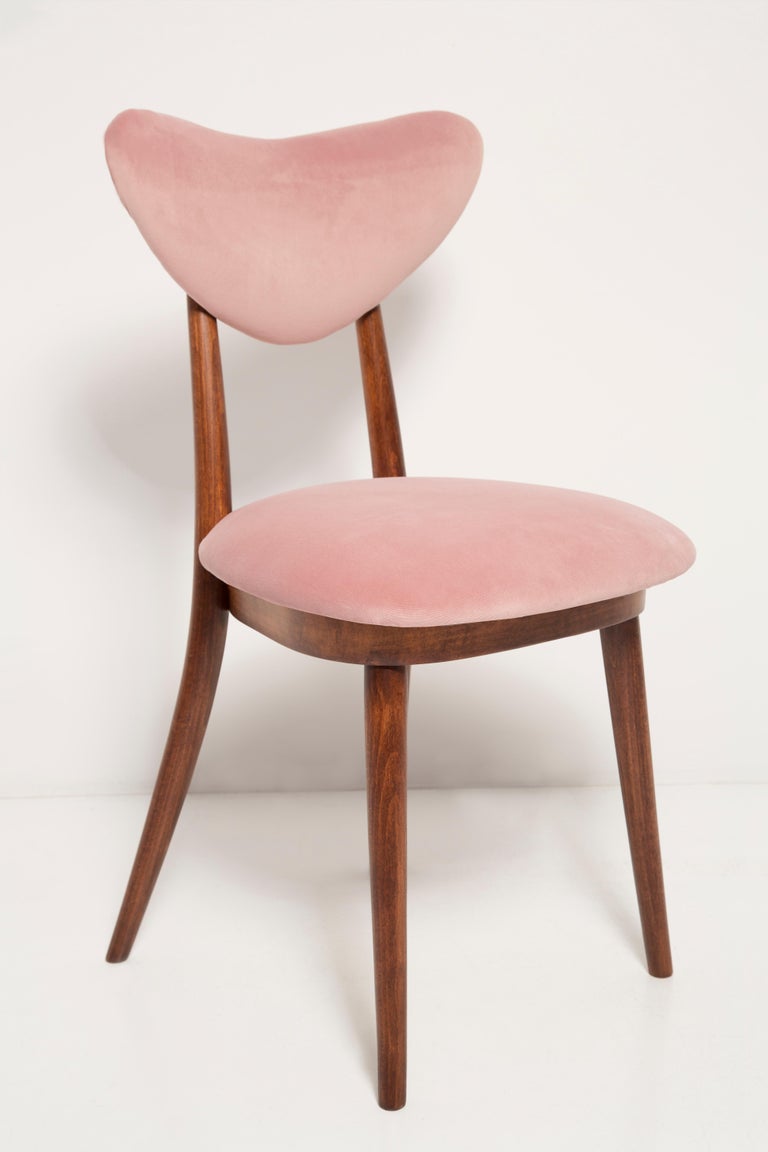 Set of Four Mid Century Light Pink Velvet Heart Chairs, Europe, 1960s ...