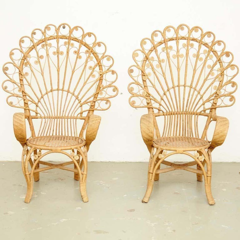 Set of Four Mid-Century Modern Bamboo and Rattan Chair, circa 1960 For ...