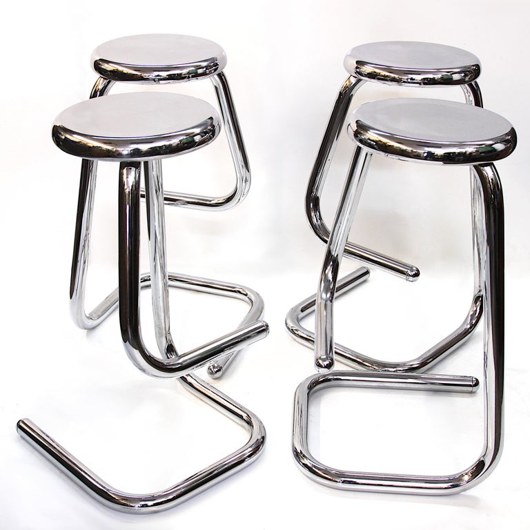 Set of Four Mid Century Modern Chrome K700 Paperclip Bar Stools by ...