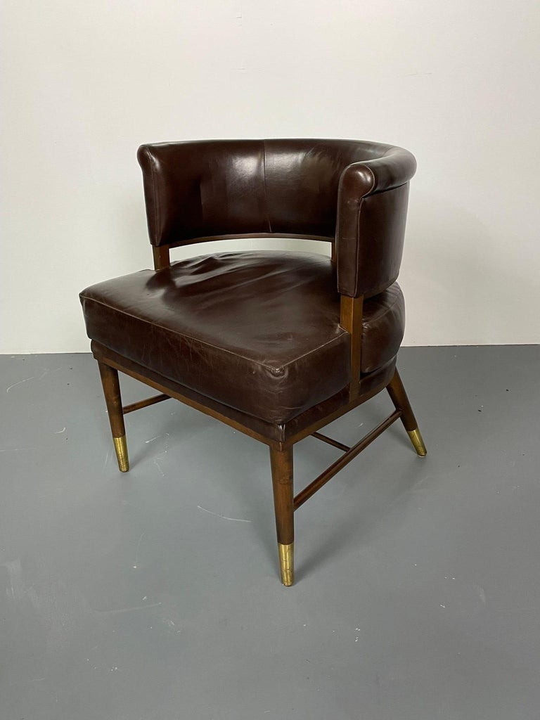 Set of Four Mid-Century Modern Leather Chairs, Manner Gio Ponti For ...