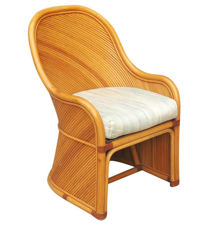 Set of Four Midcentury Sculptural Split Reed Rattan Dining Chairs by ...