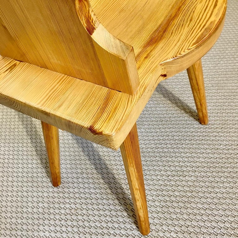 Set of Four Midcentury Swedish Pine Chairs For Sale at 1stDibs