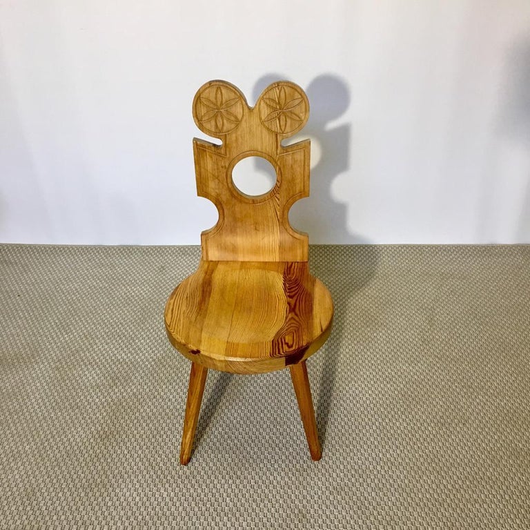 Set of Four Midcentury Swedish Pine Chairs For Sale at 1stDibs