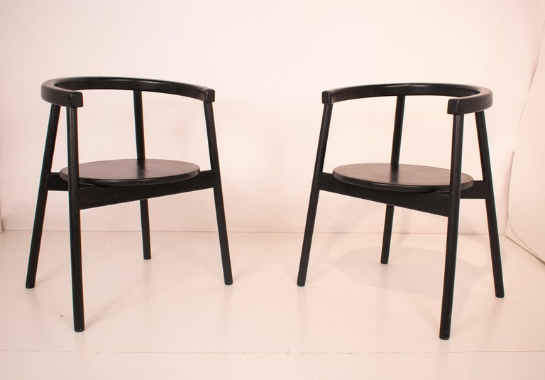Set of four Minimalist Black Dining Chairs in Solid Ash, 1980s For Sale ...