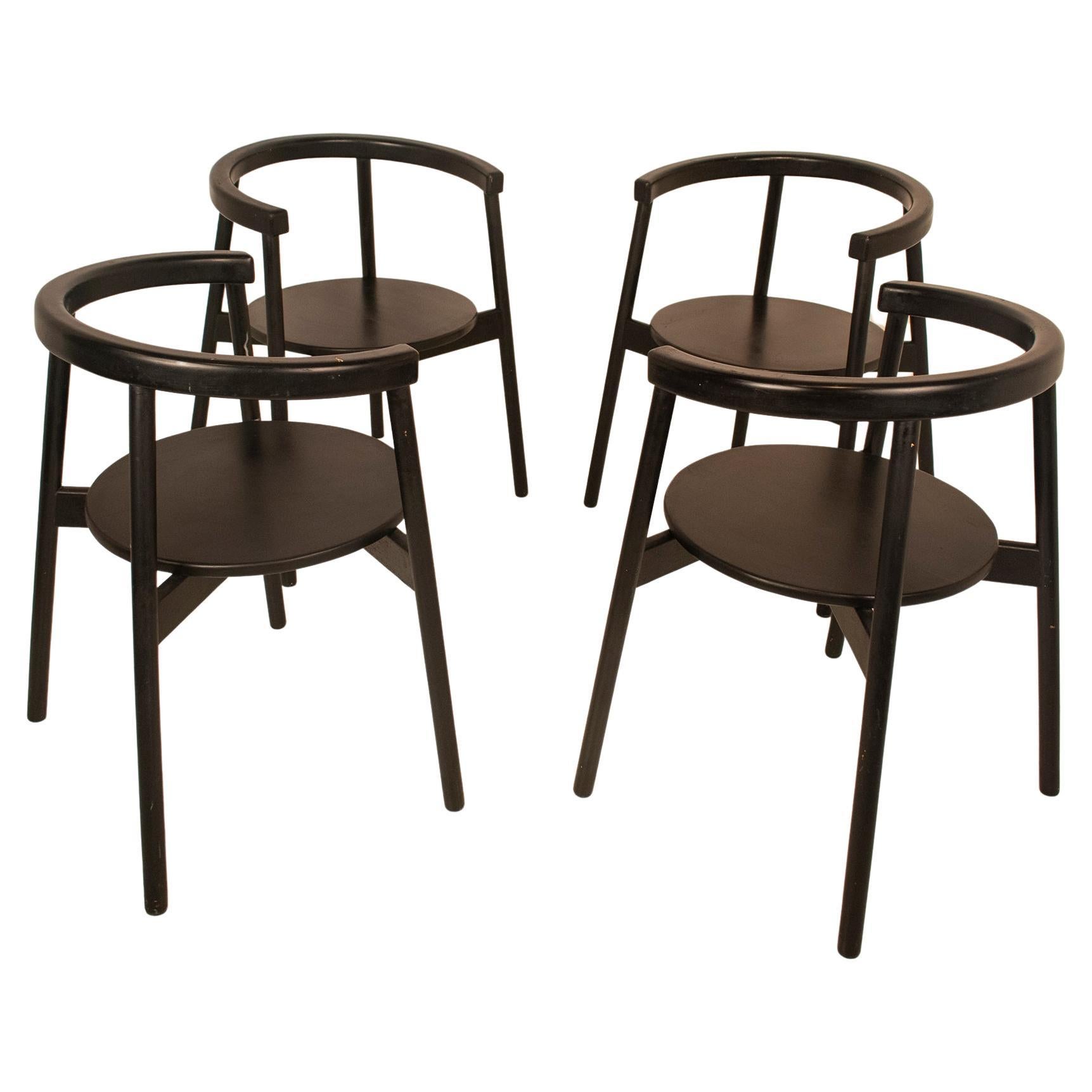 René Herbst Set of Four Black Steel and Rubber Sandow Chairs for ...