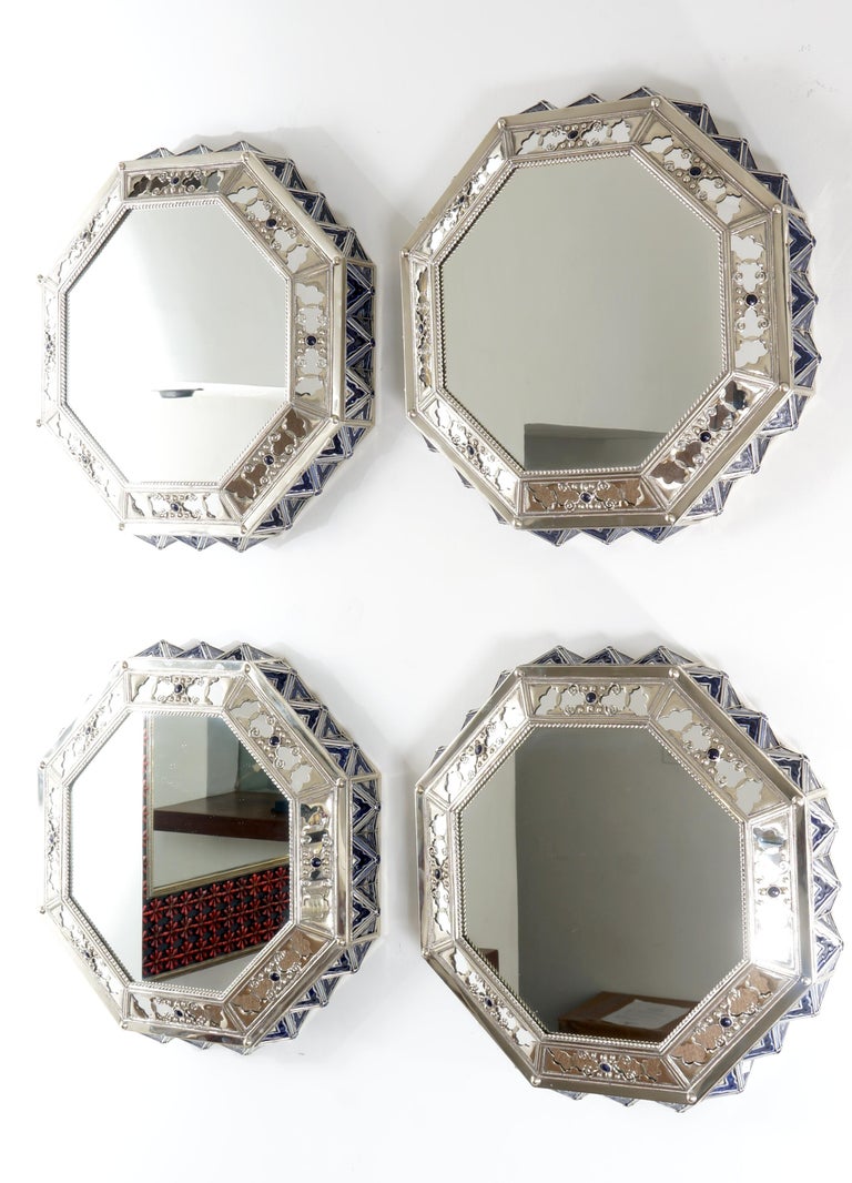 Set of Four Mirror Frames, German Silver and Ceramic For Sale at ...