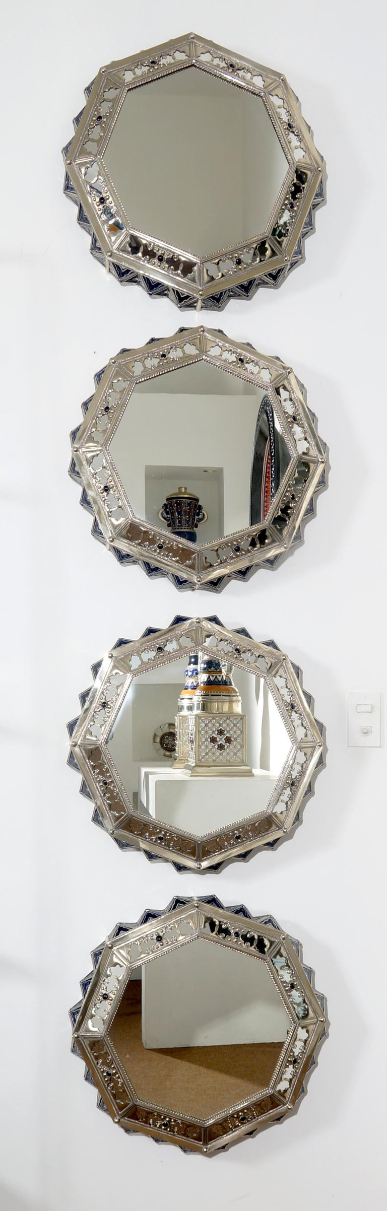 Set of Four Mirror Frames, German Silver and Ceramic For Sale at ...