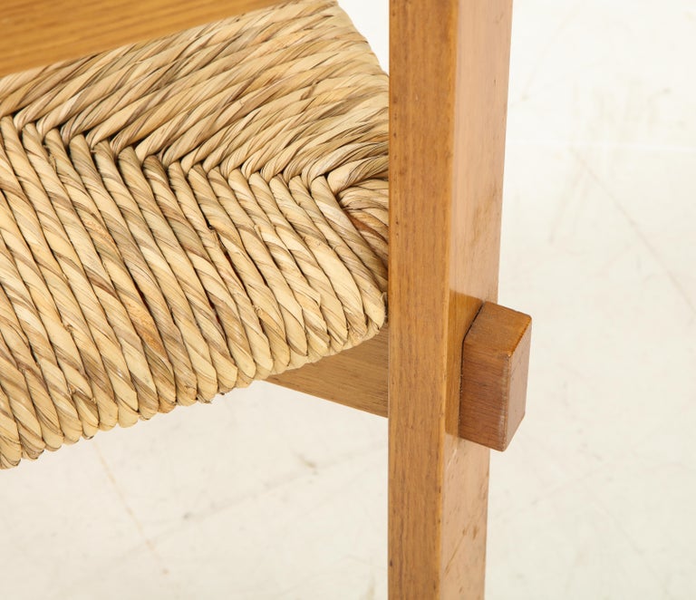 Set of Four Modernist Italian Oak and Straw Chairs at 1stDibs