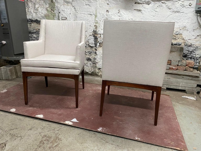 Set of Four Modernist Walnut and Upholstered Dining Chairs by Flair ...