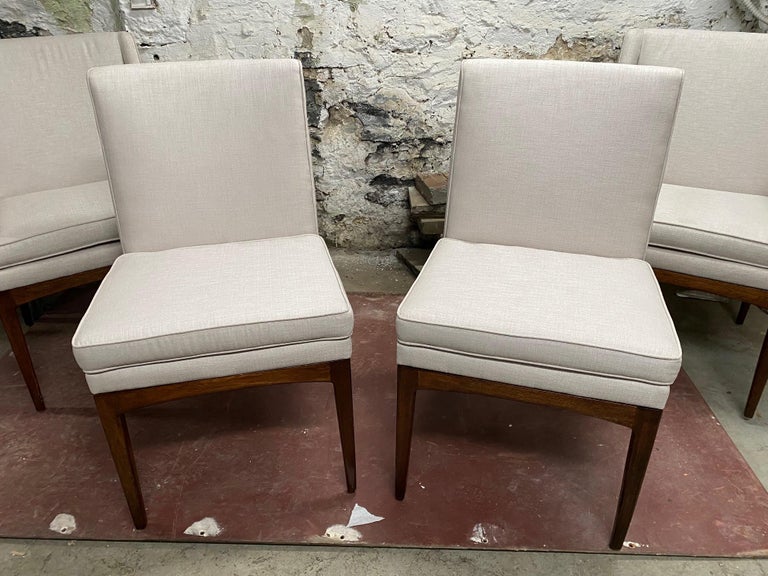 Set of Four Modernist Walnut and Upholstered Dining Chairs by Flair ...