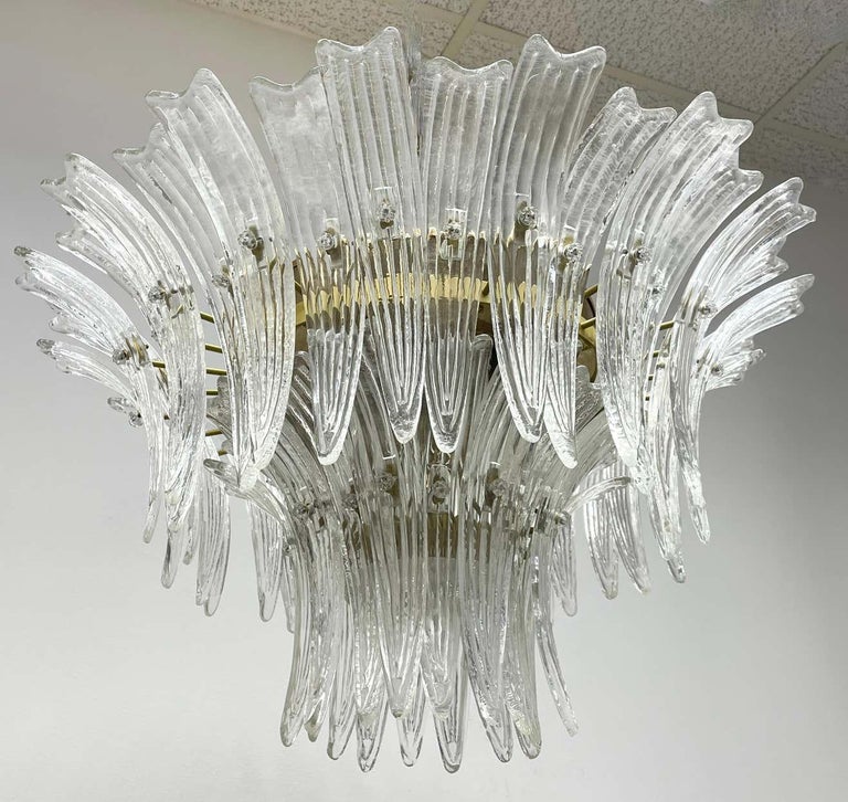 Set of Four Murano Glass Palmette Chandelier Flush Mount by Barovier Toso, Italy For Sale at 1stDibs
