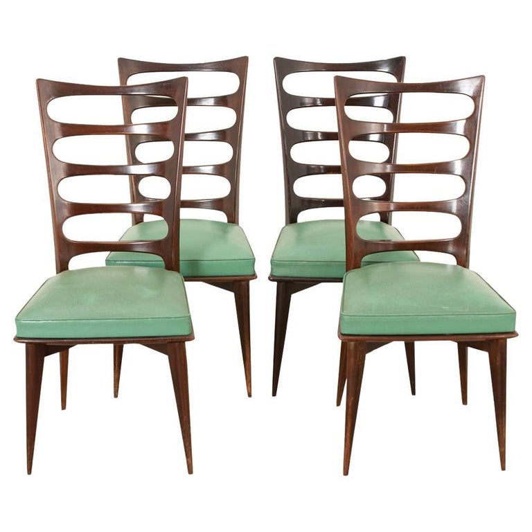 Set of Four of Vintage Gaston Poisson Dining Chairs For Sale at 1stDibs