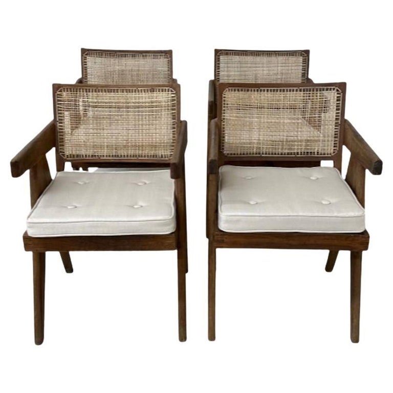 Set of Four Pierre Jeanneret Office / Dining / Arm Chairs, Mid-Century ...