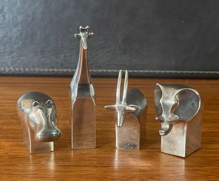 Set of Four Plated Animal Paperweights by Gunnar Cyren for Dansk For ...