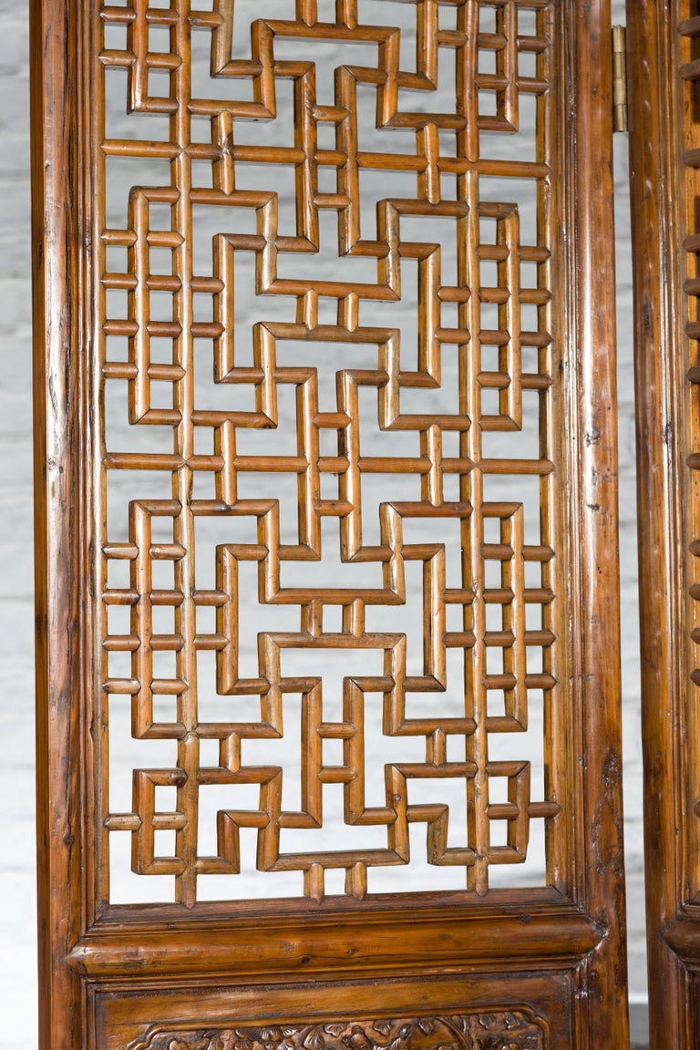 Set of Four Qing Dynasty Elmwood Open Fretwork Panels with Delicate ...