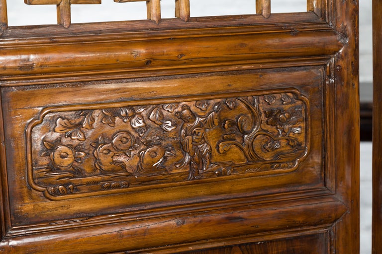 Set of Four Qing Dynasty Elmwood Open Fretwork Panels with Delicate ...