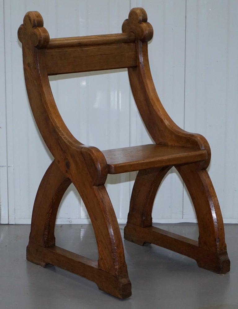 Set of Four Rare Gothic Revival Victorian circa 1840 Pine Chairs after ...