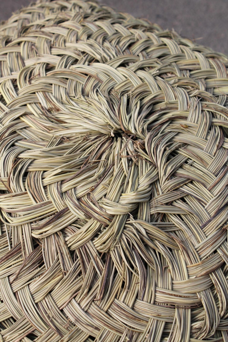 Set of Four Rattan Wicker Hand-Sewn Puffs at 1stDibs