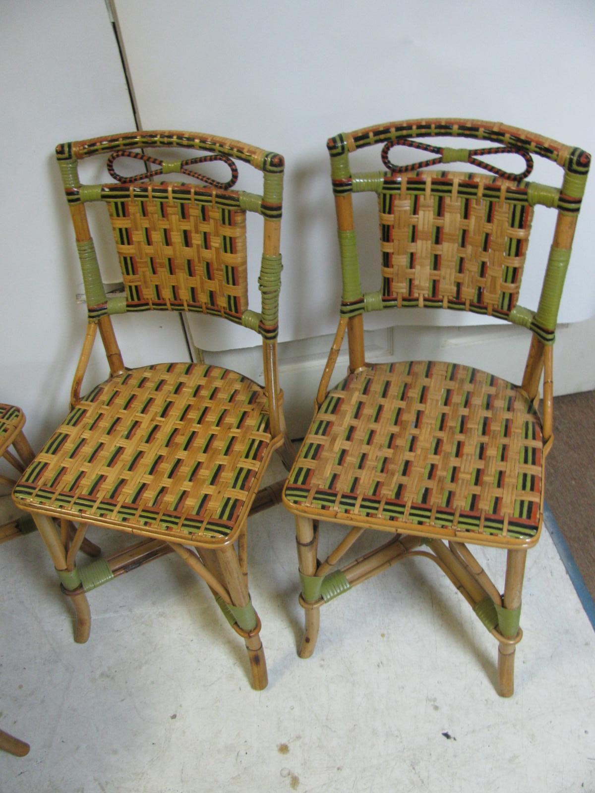 Set of Four Rattan with Split Reed Cafe Chairs at 1stDibs