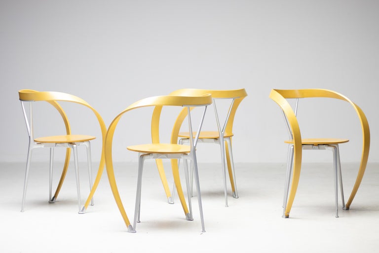 Set of Four Revers Chairs by Andrea Branzi for Cassina, Italy at 1stDibs