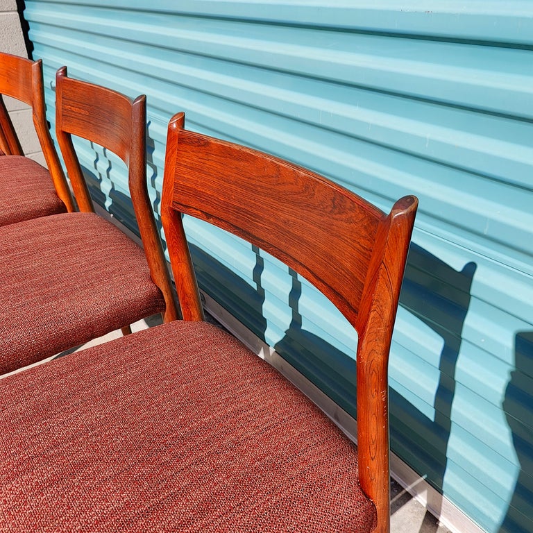 Set of Four Rosewood Mid Century Danish Model 418 Dining Chairs by Arne ...