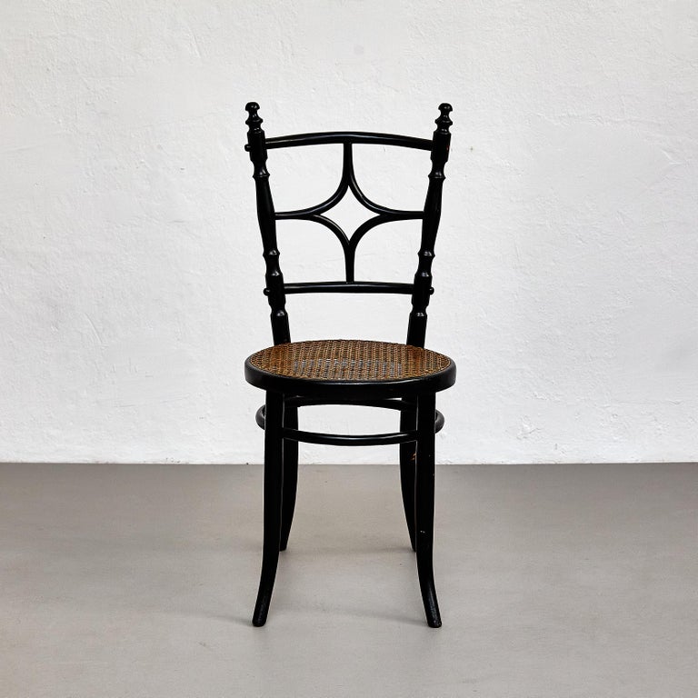 Set of Four Rustic Wood French Chairs, circa 1950 For Sale at 1stDibs