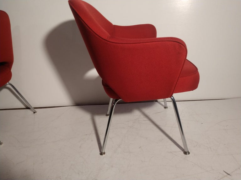 Set of Four Saarinen Executive Chairs in Red Knoll at 1stDibs | knoll ...