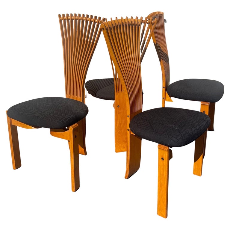 Set of Four Scandinavian Modern Teak Totem Dining Chairs by Torstein ...