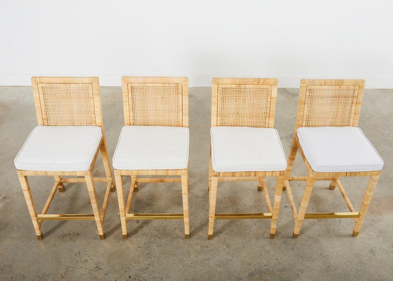 Set of Four Serena and Lily Rattan Wicker Counter Height Stools at 1stDibs