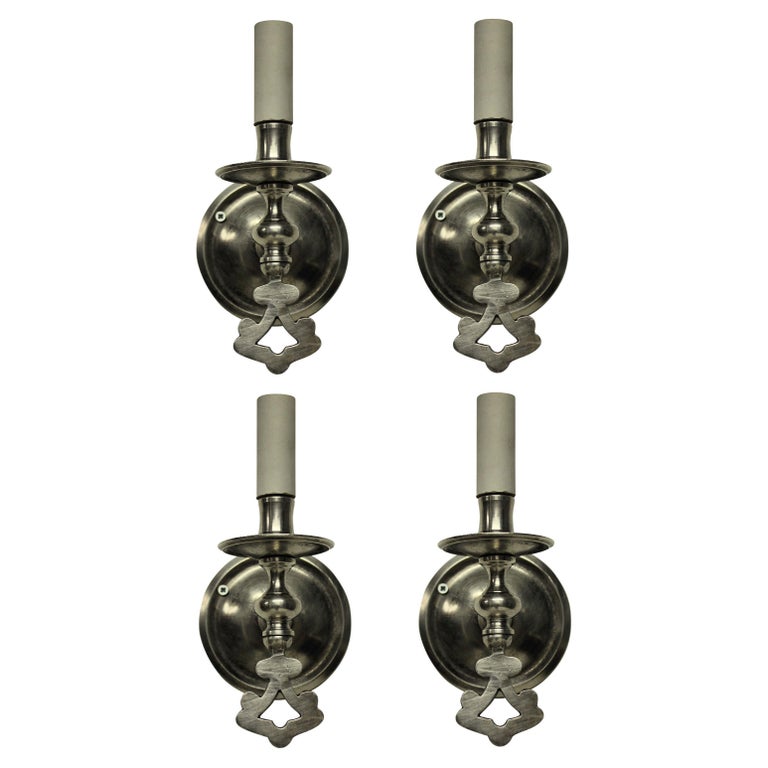 Set of Four Silver Wall Sconces For Sale at 1stDibs