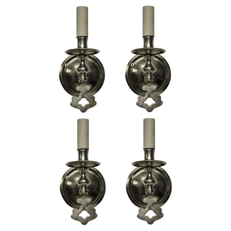 Set of Four Silver Wall Sconces For Sale at 1stDibs