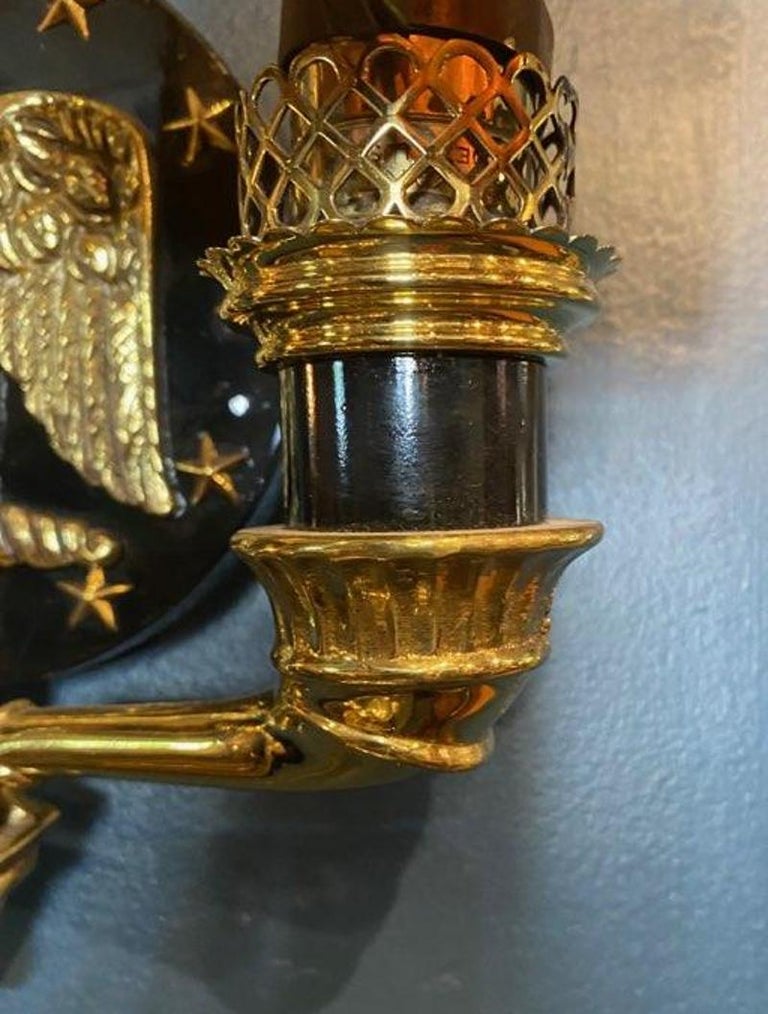 Set of Four Solid Brass Wall Sconces with Eagle and Stars Design and ...