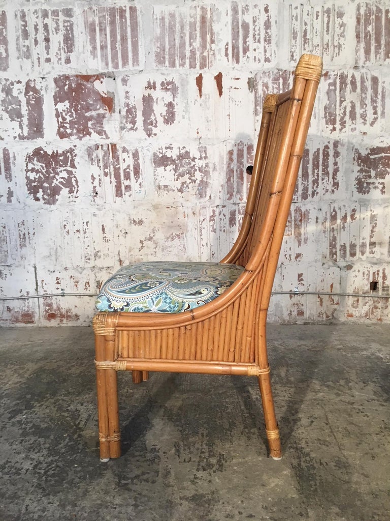 Set of Four Split Reed Rattan High Back Dining Chairs For Sale at 1stDibs