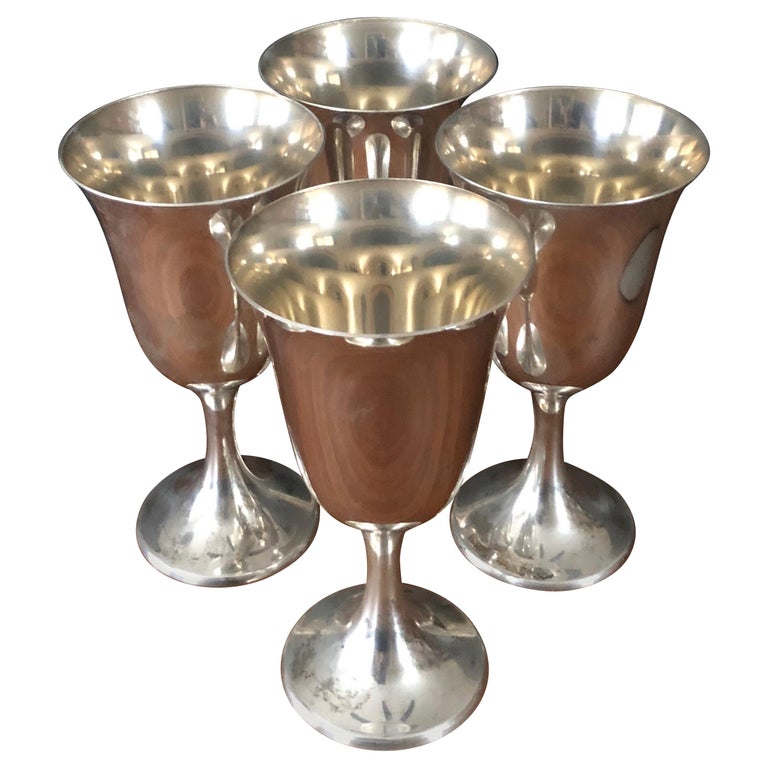 Set of Four Sterling Silver Water / Wine Goblets by Gorham at 1stDibs