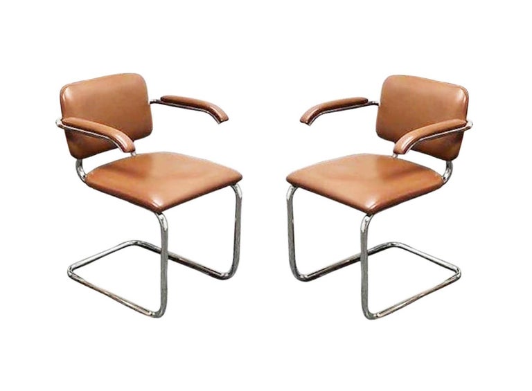 Set of Four Tanned Cognac Marcel Breuer Cesca Dining Chairs For Sale at ...