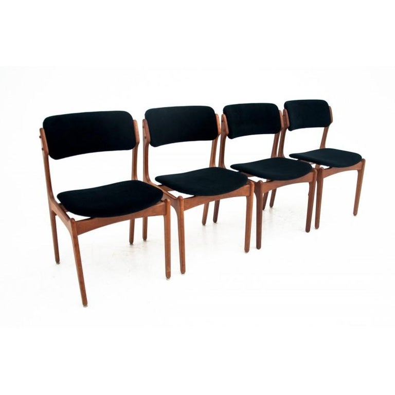 Set of Four Teak Chairs Danish Designed by Erik Buch, Model 49 at 1stDibs