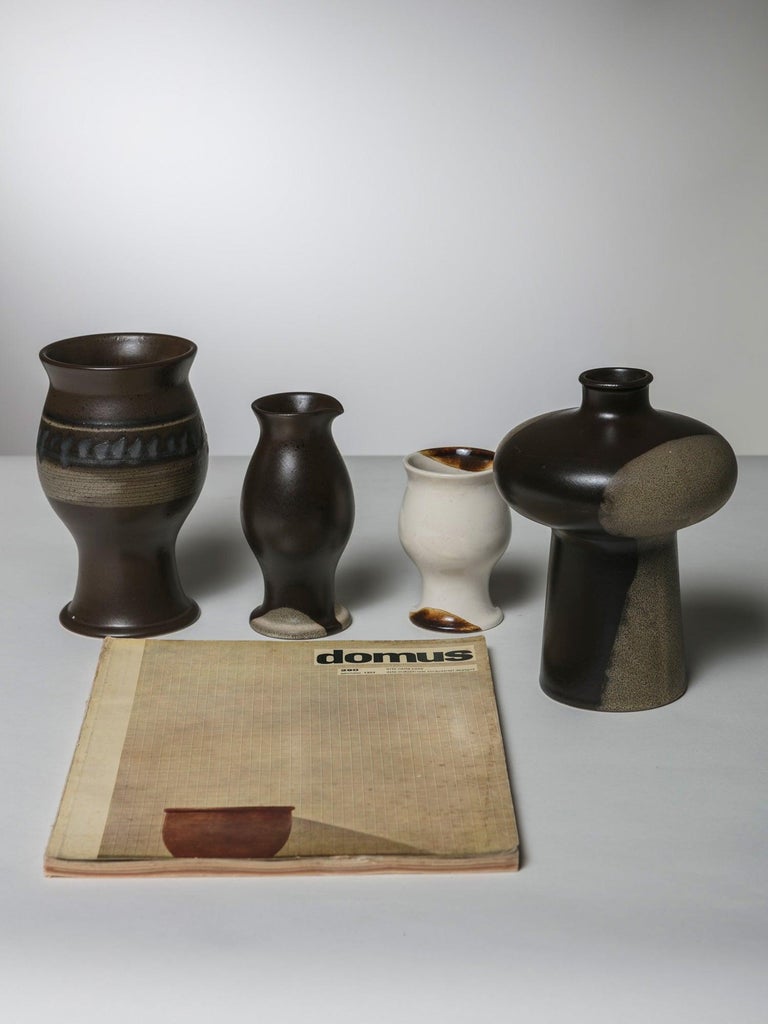 Set of Four "Terra" Vases by Ambrogio Pozzi for Ceramica Franco Pozzi ...