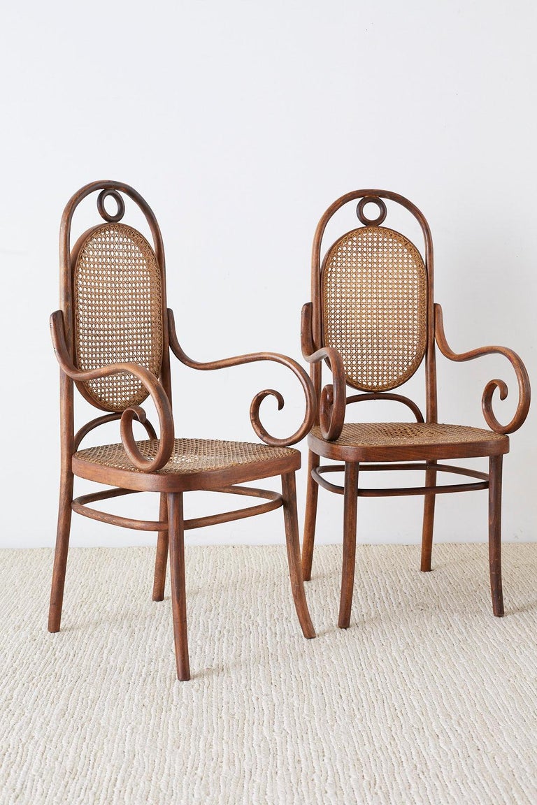 Set of Four Thonet No. 17 Bentwood and Cane Armchairs at 1stDibs ...