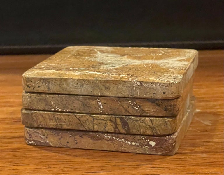 Set of Four Travertine Coasters For Sale at 1stDibs
