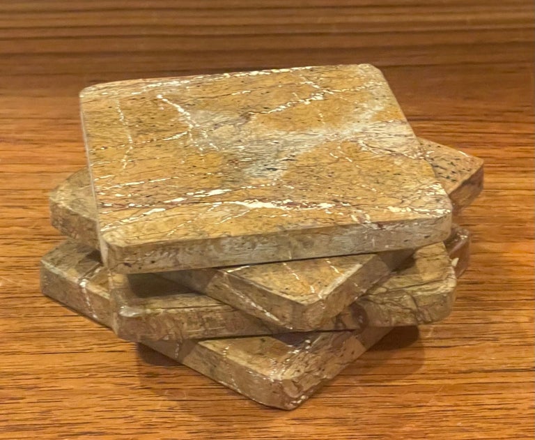 Set of Four Travertine Coasters For Sale at 1stDibs