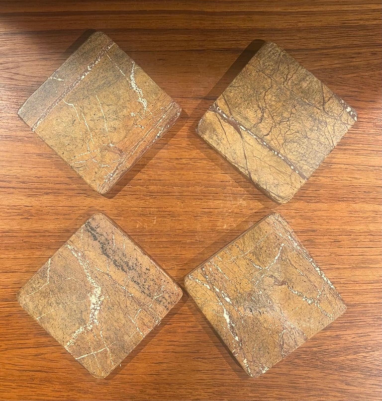 Set of Four Travertine Coasters For Sale at 1stDibs
