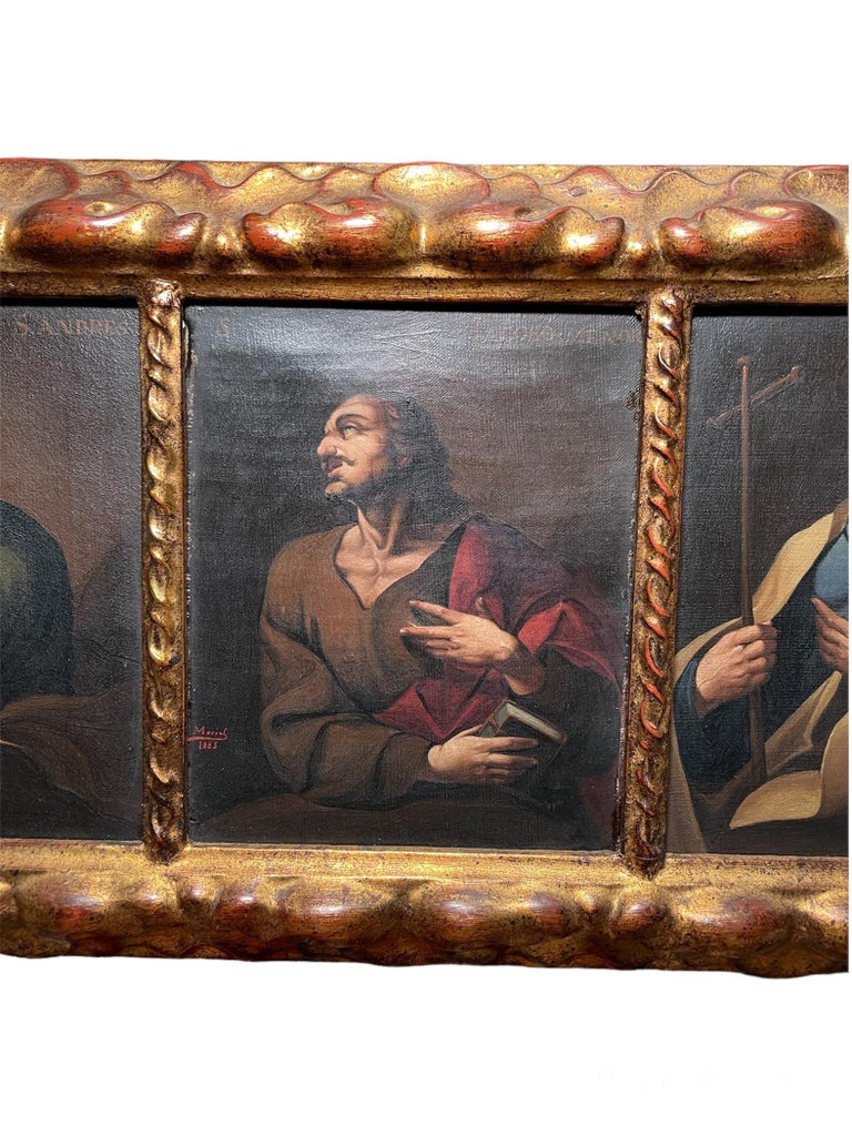 Set of Four Triptychs Oil Paintings on Canvas of the Twelve Apostles For Sale at 1stDibs
