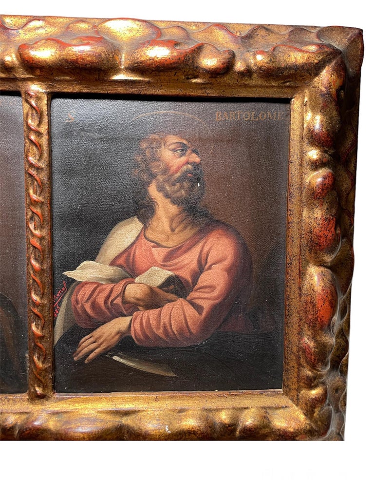 Set of Four Triptychs Oil Paintings on Canvas of the Twelve Apostles For Sale at 1stDibs