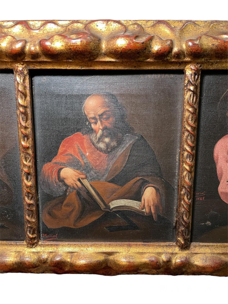 Set of Four Triptychs Oil Paintings on Canvas of the Twelve Apostles For Sale at 1stDibs