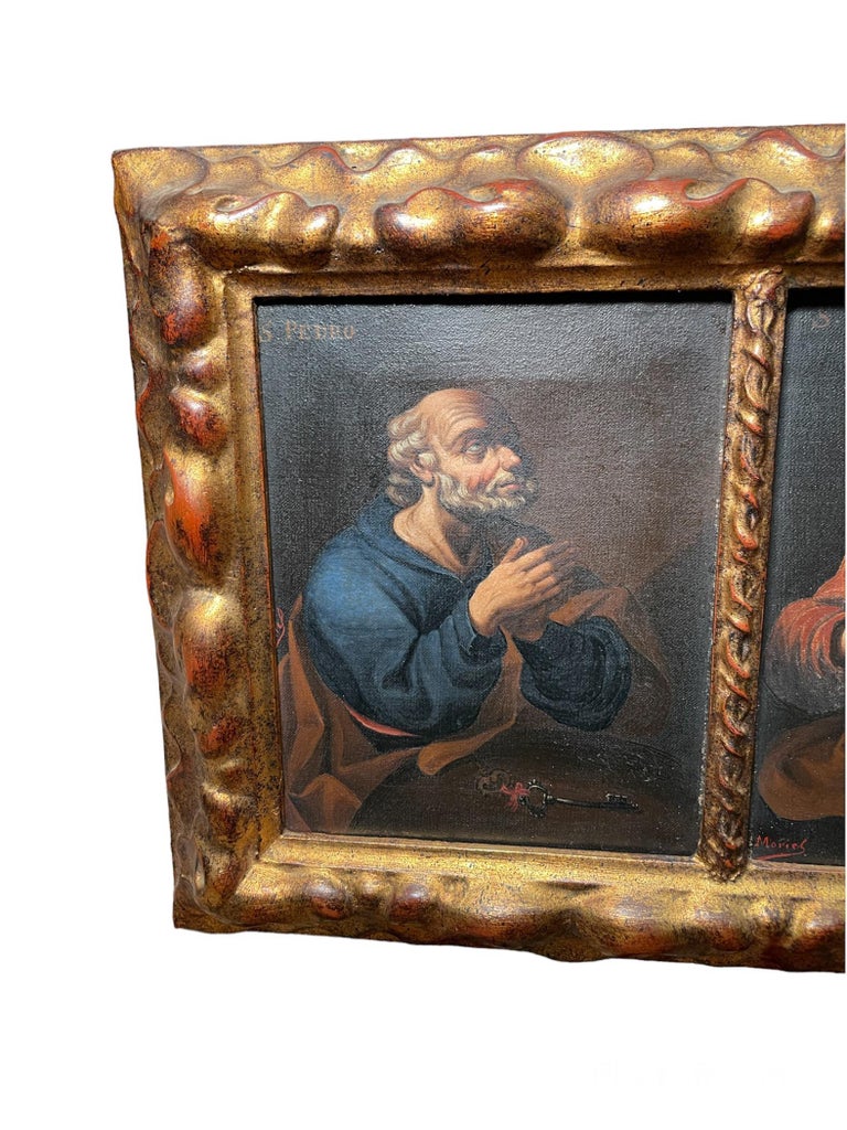 Set of Four Triptychs Oil Paintings on Canvas of the Twelve Apostles For Sale at 1stDibs