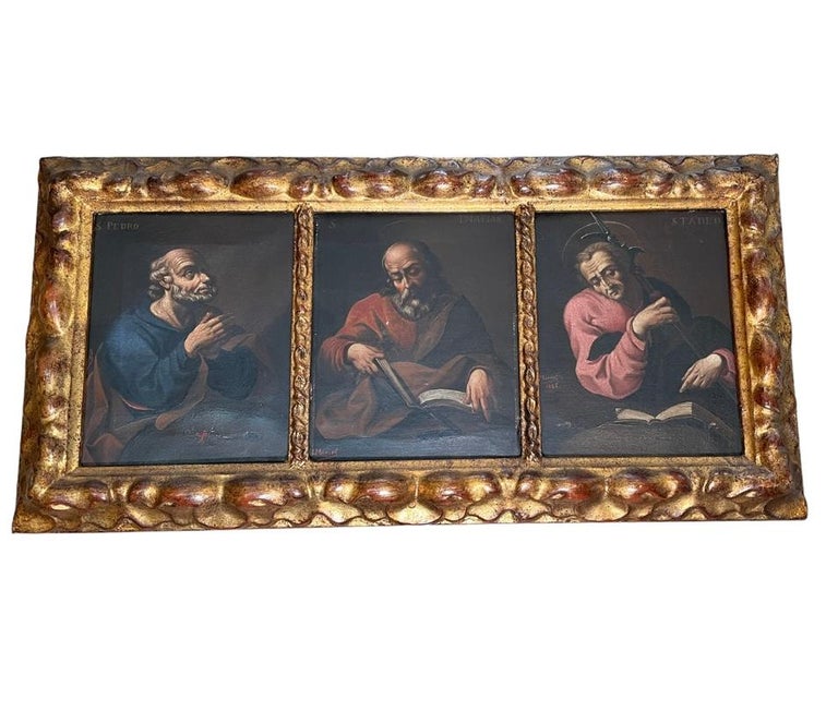 Set of Four Triptychs Oil Paintings on Canvas of the Twelve Apostles For Sale at 1stDibs