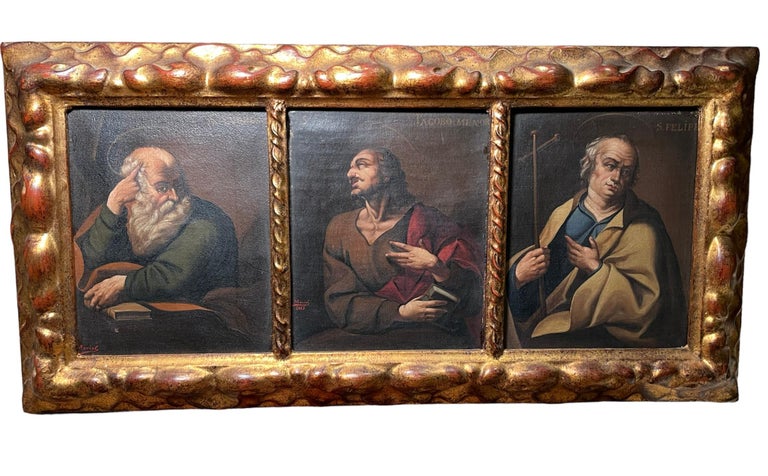 Set of Four Triptychs Oil Paintings on Canvas of the Twelve Apostles For Sale at 1stDibs