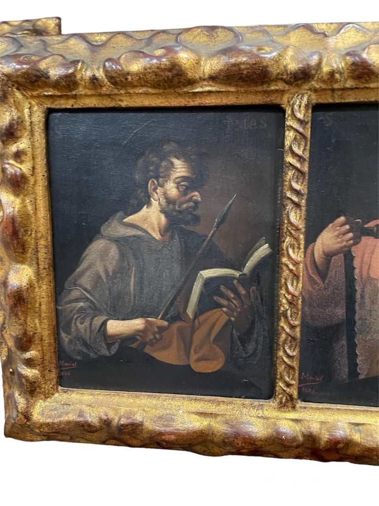 Set of Four Triptychs Oil Paintings on Canvas of the Twelve Apostles For Sale at 1stDibs