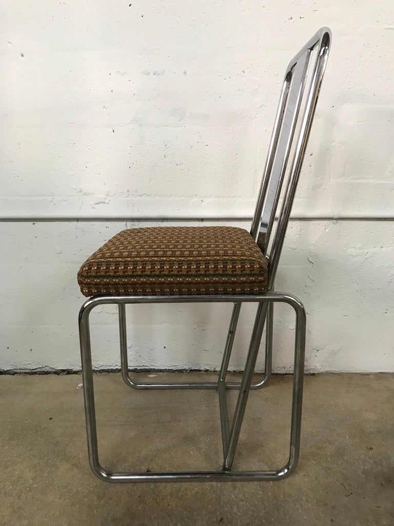 Set of Four Tubular Chrome Dining Chairs For Sale at 1stDibs