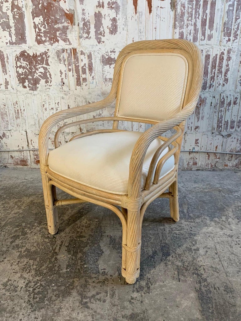 Set of Four Twisted Rattan Dining Chairs For Sale at 1stDibs